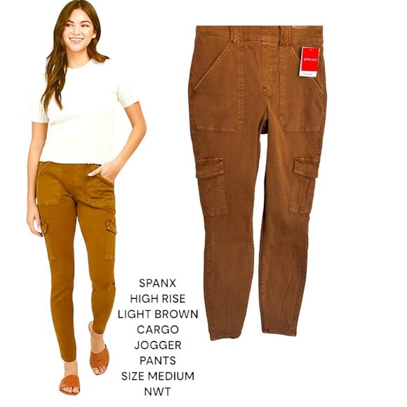 SPANX | Pants & Jumpsuits | Spanx Cargo Pants Jogger Light Golden Brown ...